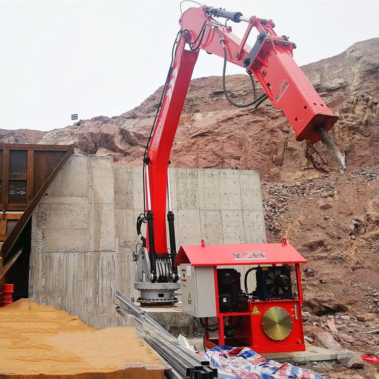 Rock Breaker Boom System Was Installed At The Hopper - Rockbreaker